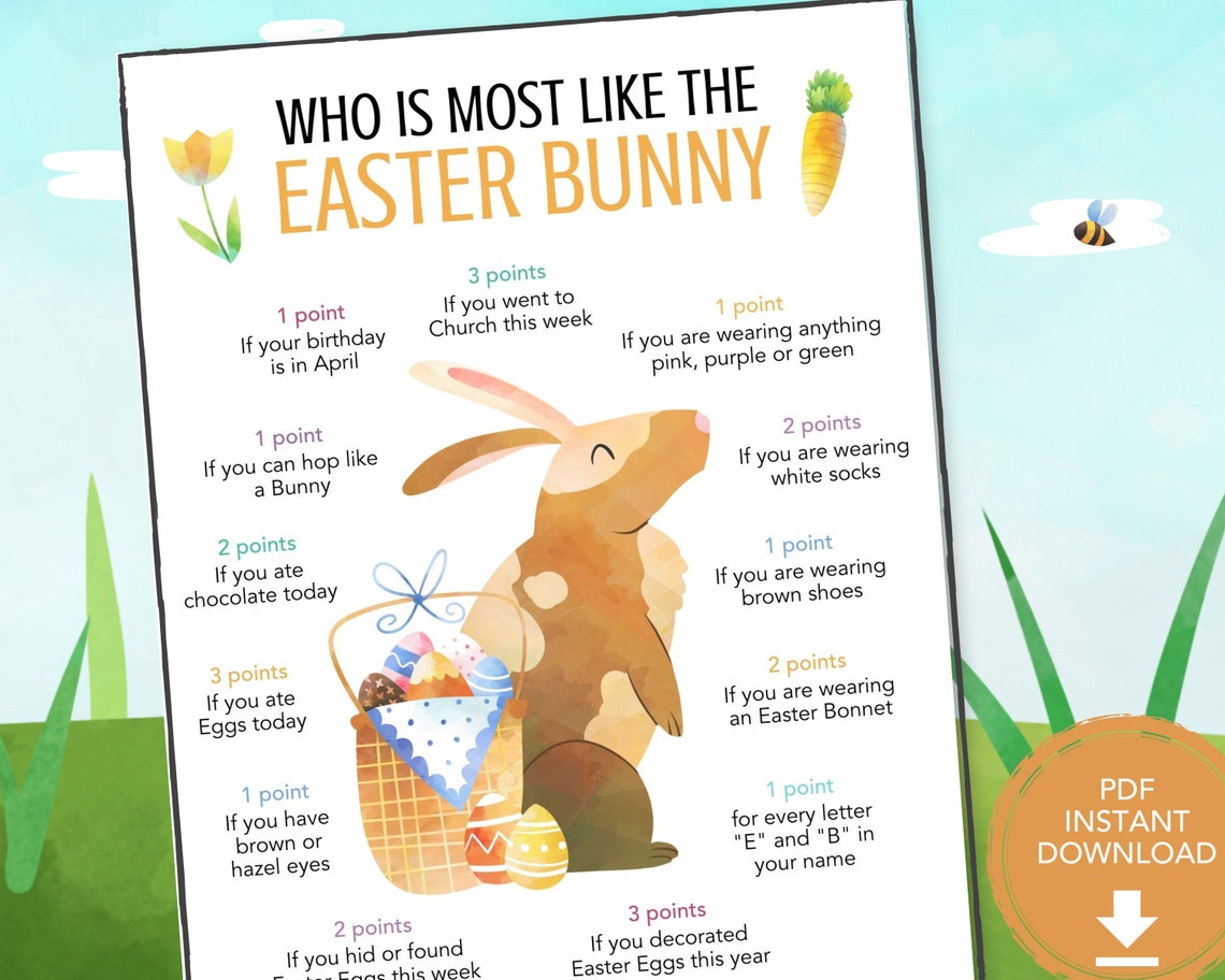 Bunny Name Easter Game Fun Easter Printable Game for Kids | Etsy