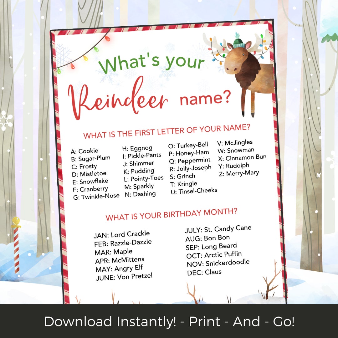 What's Your Reindeer Name Game Christmas Game for Kids and Adult ...