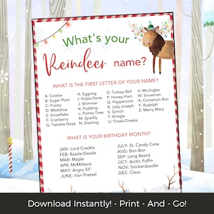 What's Your Reindeer Name Game Christmas Game for Kids and Adult ...
