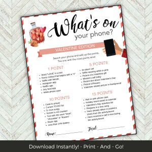 Whats on Your Phone Valentines Game for Kids Teens Adult Parties ...