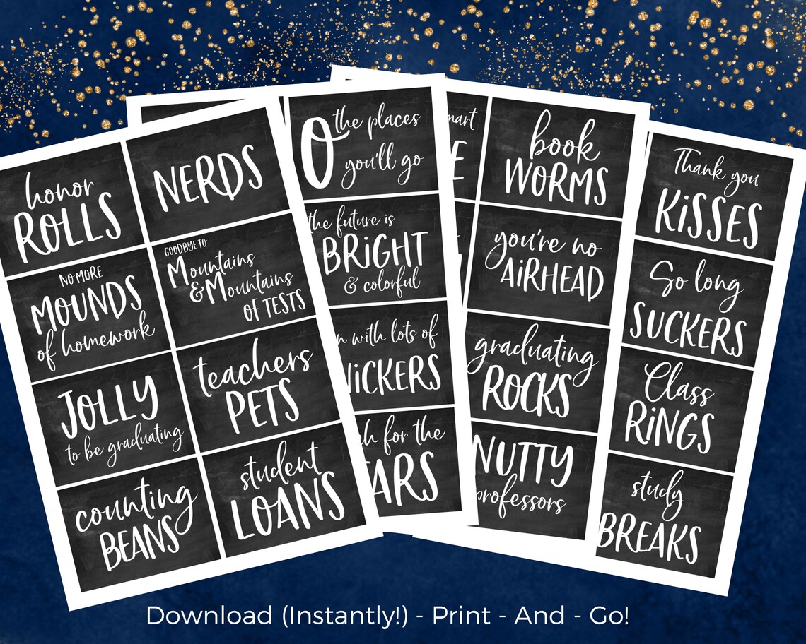 Graduation Party Printable Candy Bar High School Middle - Etsy