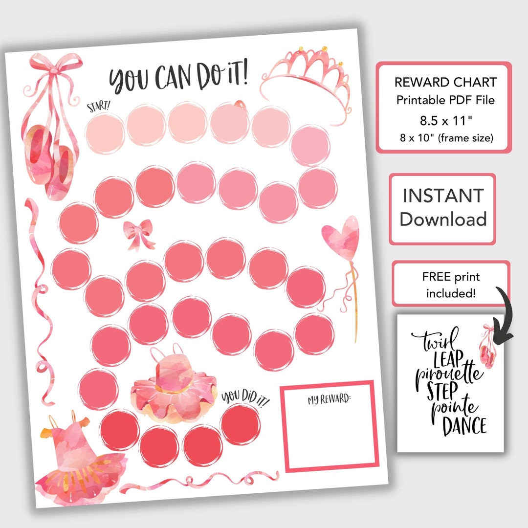 Ballet Reward Chart for Kids Behavior Chart Printable, Chore Chart ...
