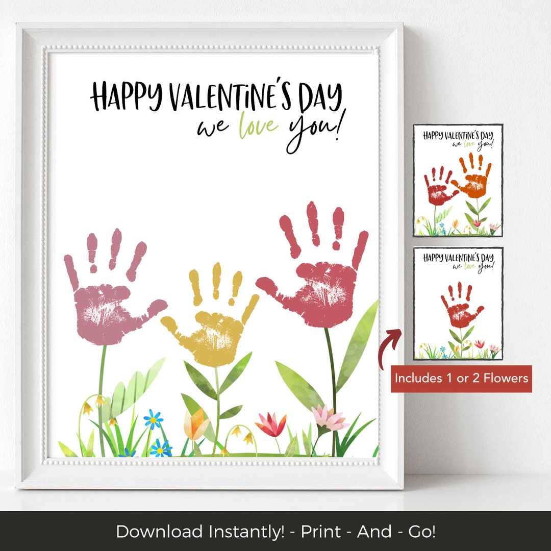 Printable Crafts for Kids, Flower Handprint Valentine Art, Preschool ...