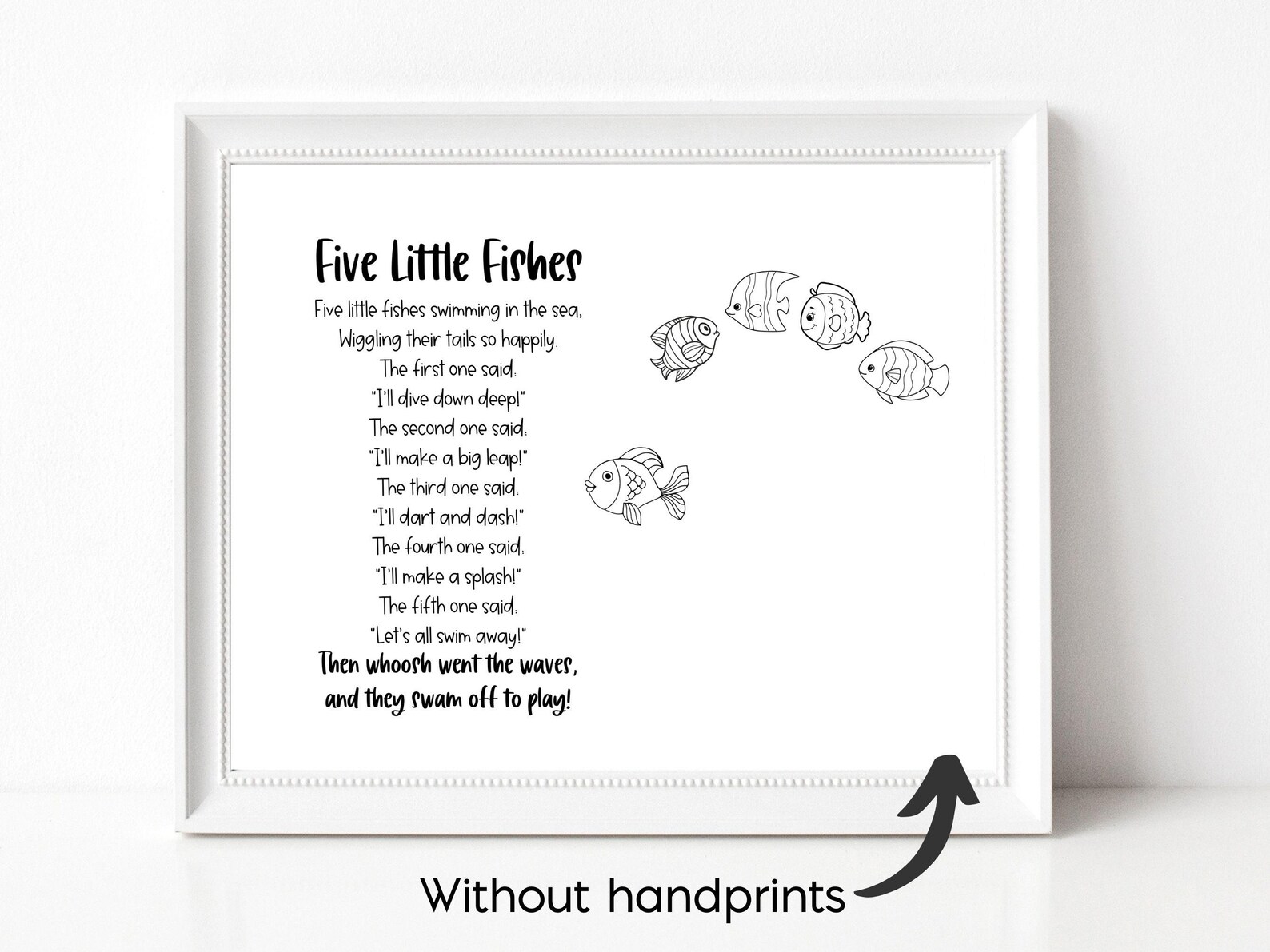 Five Little Fishes Handprint Craft Printable, Ocean Preschool Poem ...