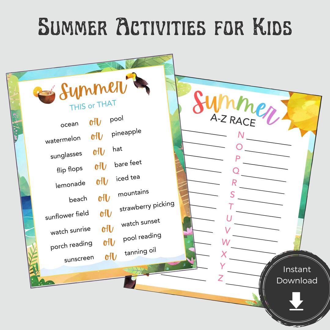 Printable Games for Kids, Summer This or That Game, A to Z Race ...