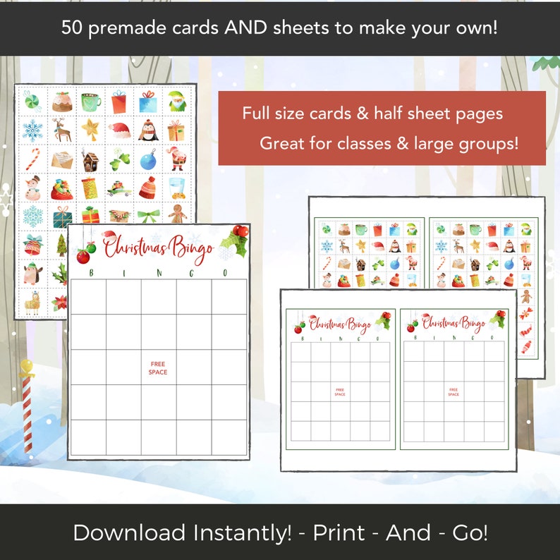 Christmas Bingo Cards, Printable Christmas Games Pack, Christmas Party ...