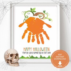 Pumpkin Halloween Handprint Craft, DIY Craft for Kids Art, Halloween ...