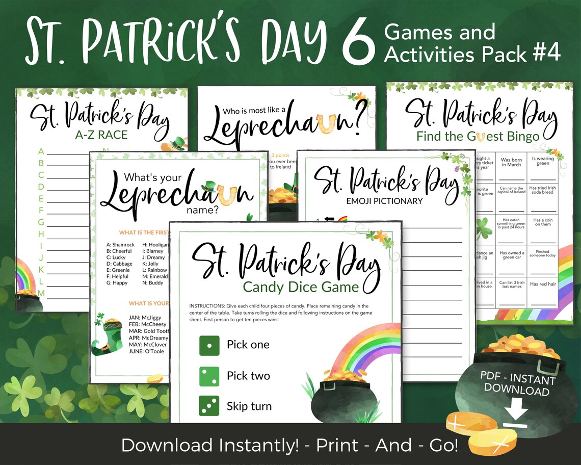 St Patrick's Day Game Bundle Printable Game for Kids - Etsy