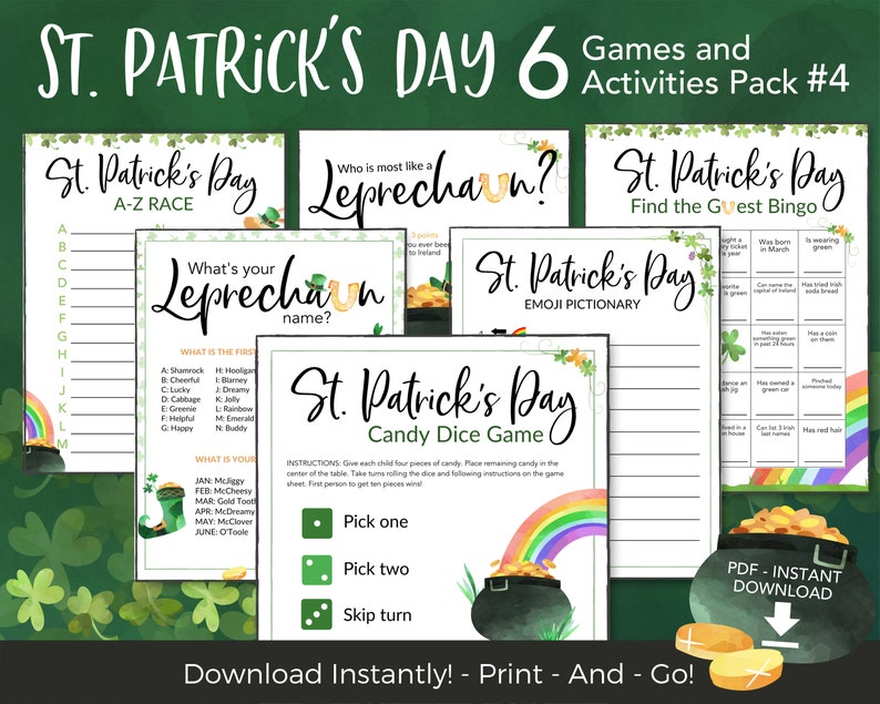 St Patrick's Day Game Bundle Printable Game for Kids - Etsy