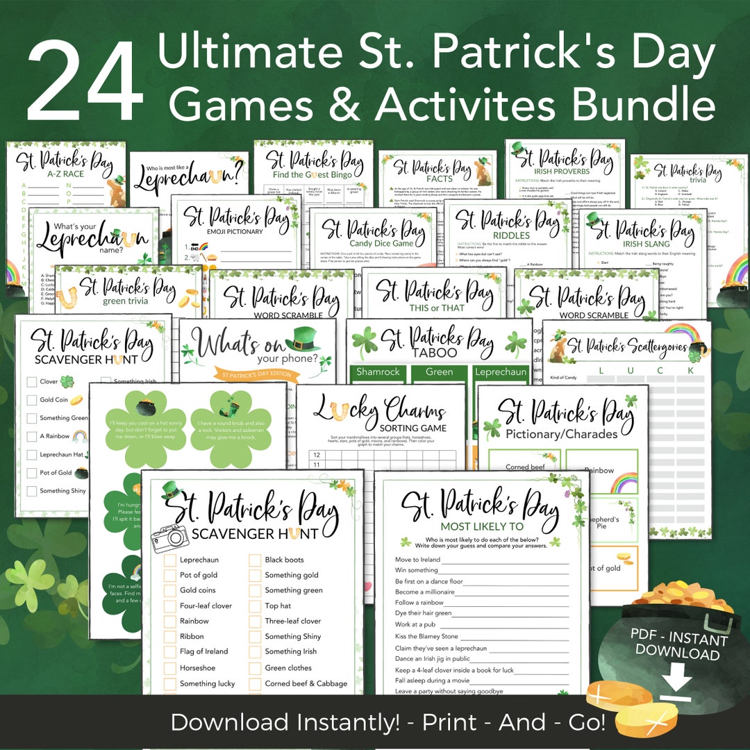 St Patrick's Day Game Bundle, Printable Game for Kids Family Office ...