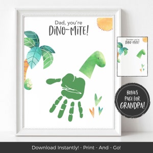 Kids Handprint Art, Dinosaur Printable Fathers Day Card From Baby, Best ...