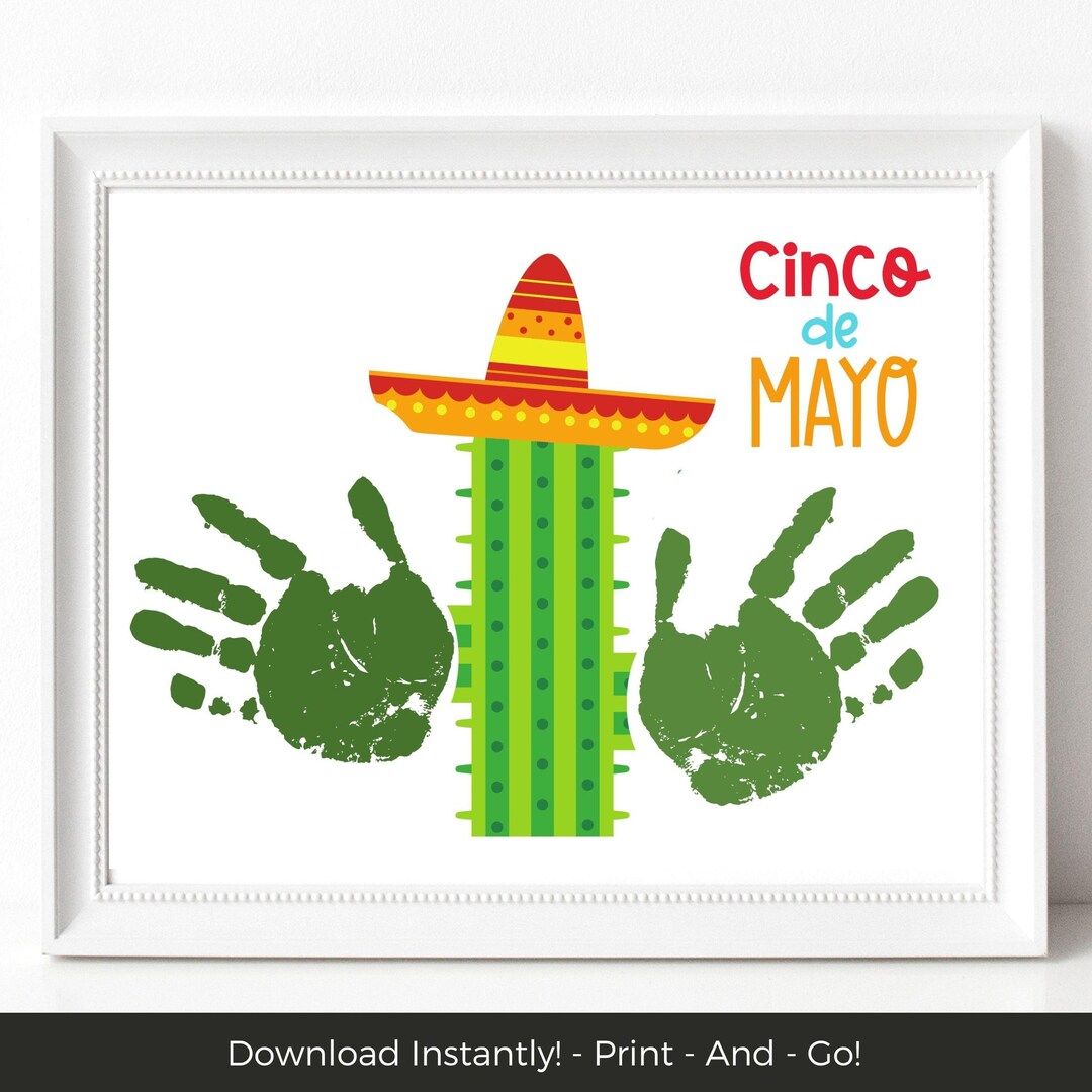 Cactus Handprint Craft Cinco De Mayo Handprint Art Printable - Cinco De ...