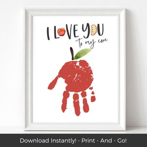 Love You to the Core Kids or Toddler Handprint Art, Grandparent Gift ...
