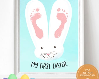 Bunny Feet Easter Craft, Easter Footprint Kids Craft, Baby's First ...