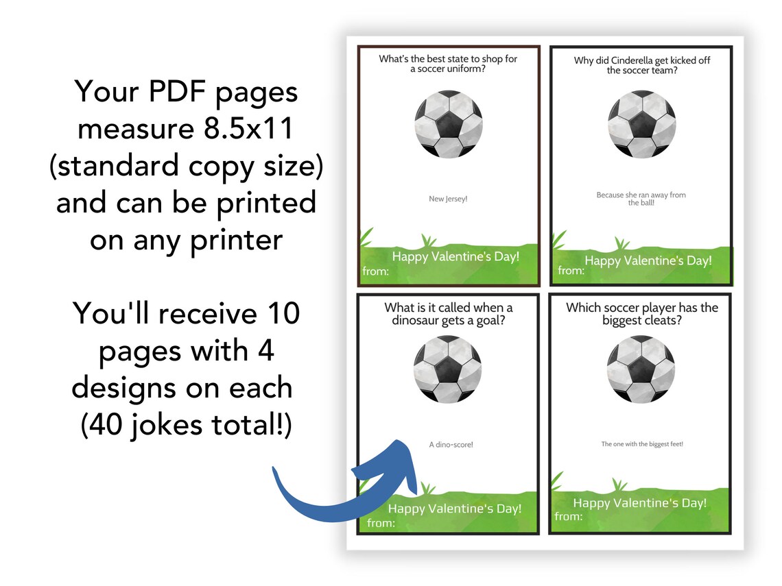 Soccer Printable Valentine Cards for Kids Kids Valentines - Etsy