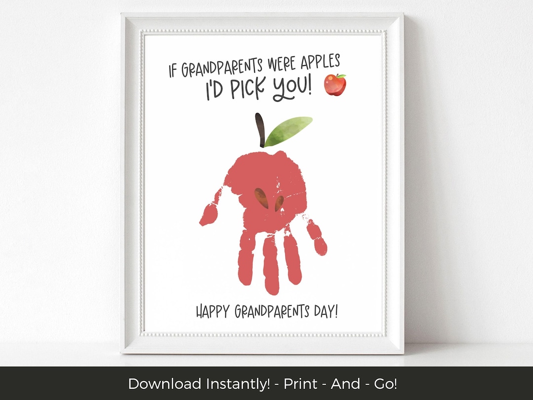 Grandparents Day Handprint Craft Printable, Apple Handprint Art for ...