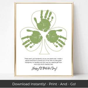 Printable St Patricks Day Craft, Shamrock Handprint Crafts, Holiday ...