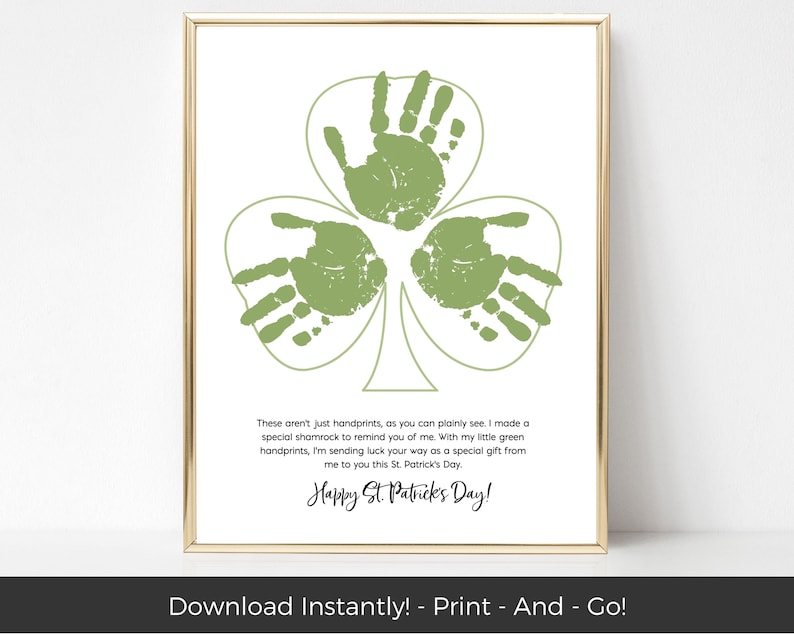 Printable St Patricks Day Craft Shamrock Handprint Crafts - Etsy