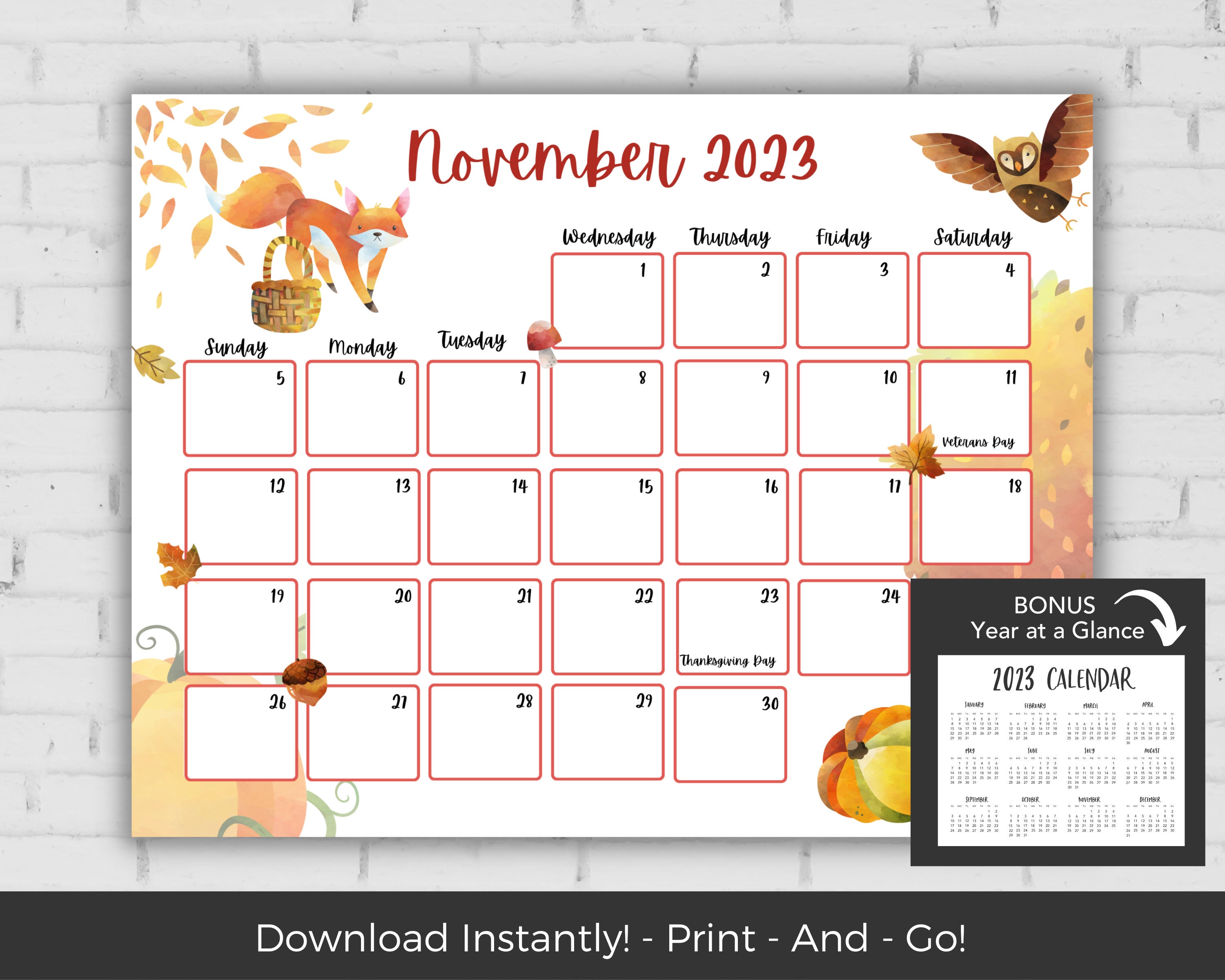 Thanksgiving Calendar Kids