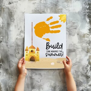 Handprint Sand Castle Craft, Printable Summer Handprint Art, End of ...