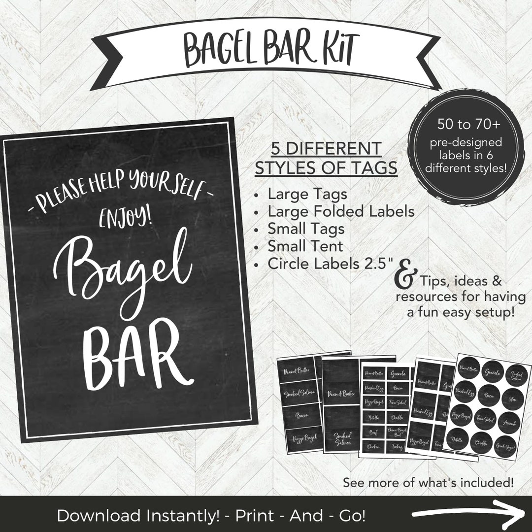Bagel Bar Kit, Bagel Bar Sign for Christmas, Wedding, Birthday, Baby ...