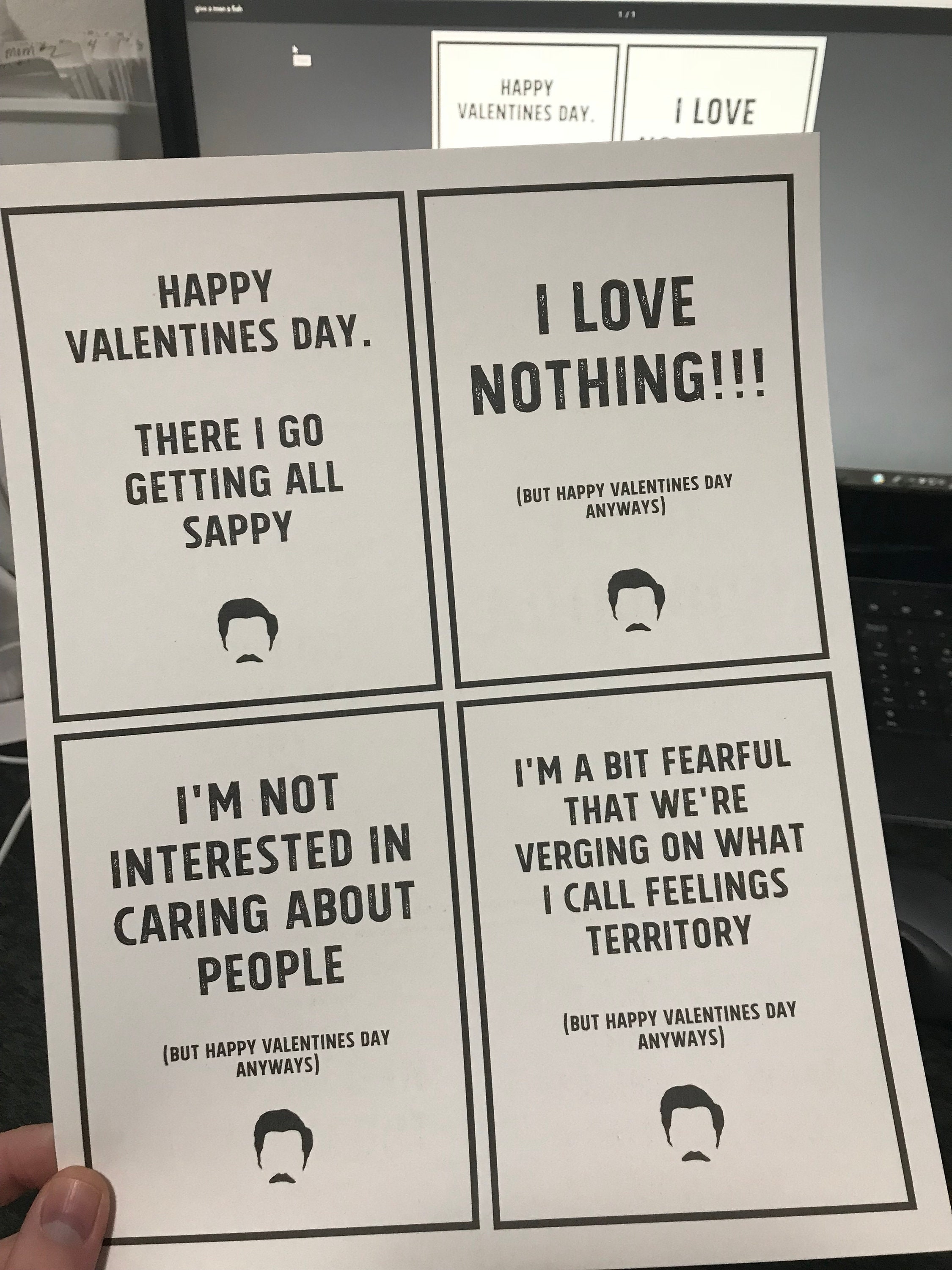 Ron Swanson Valentine Card Printable - Park and Rec Card - Funny ...