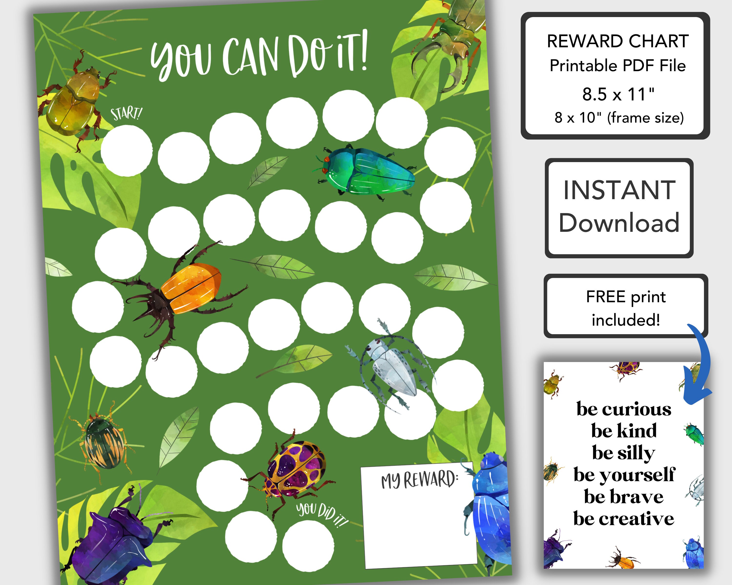 Beetles Reward Chart for Kids Behavior Chart Printable Chore - Etsy