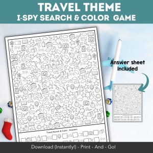 Summer Travel I Spy Kids Activity, I Spy Coloring Page Worksheet ...