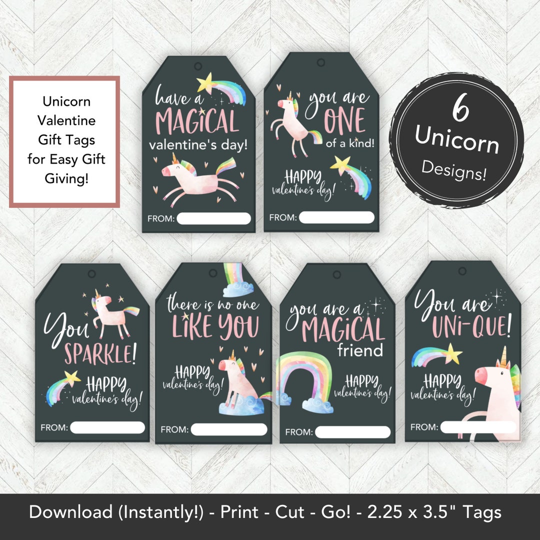 Unicorn Valentine for Class, Valentines Tags, Unicorn Valentine ...