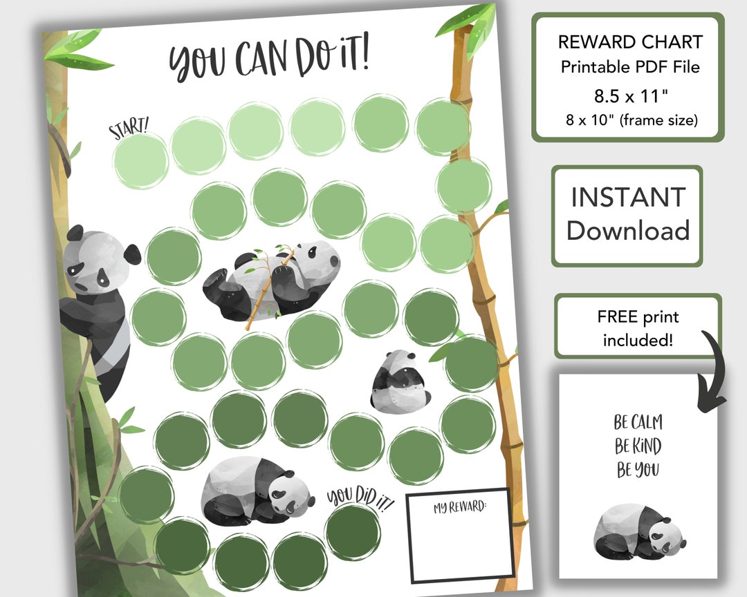 Panda Reward Chart for Kids Behavior Chart Printable Chore - Etsy UK