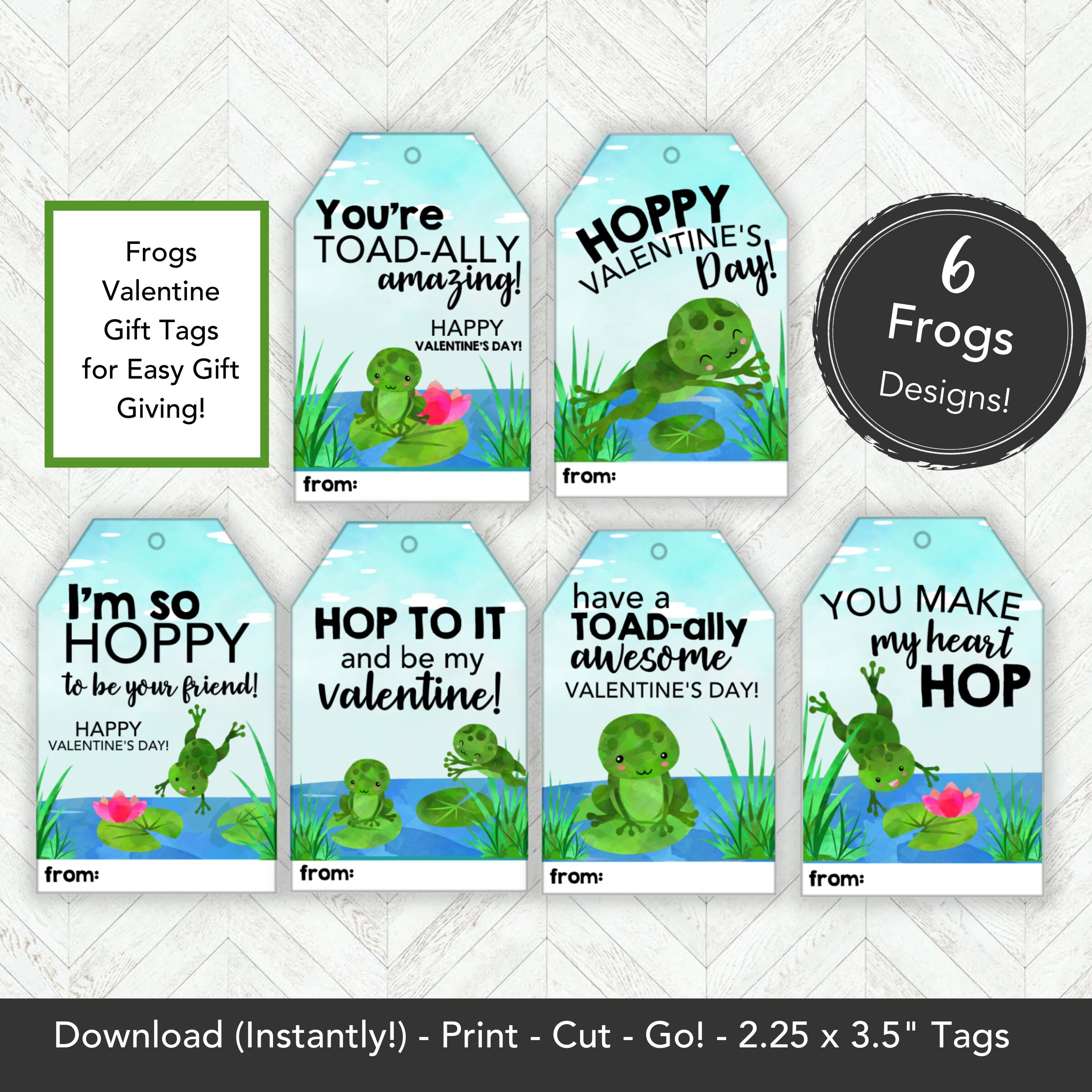 Frog Valentine Gift Tag, Printable Classroom Valentine Card for Kids ...