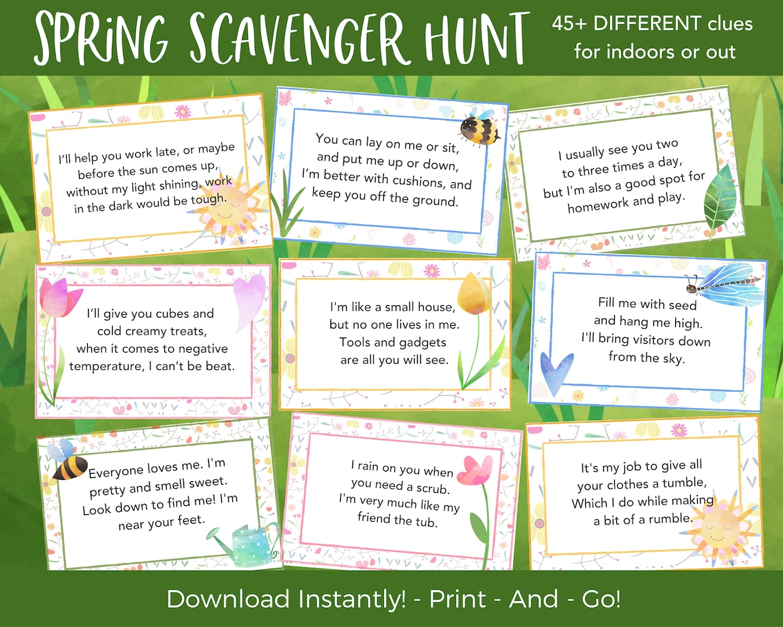 Spring Scavenger Hunt for Kids Printable Nature Treasure - Etsy