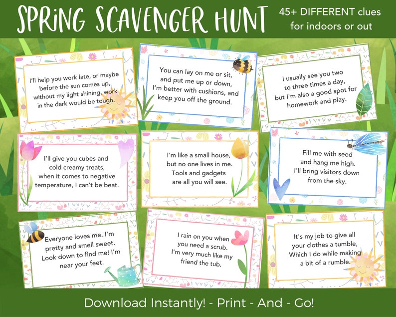 Spring Scavenger Hunt for Kids Printable Nature Treasure - Etsy
