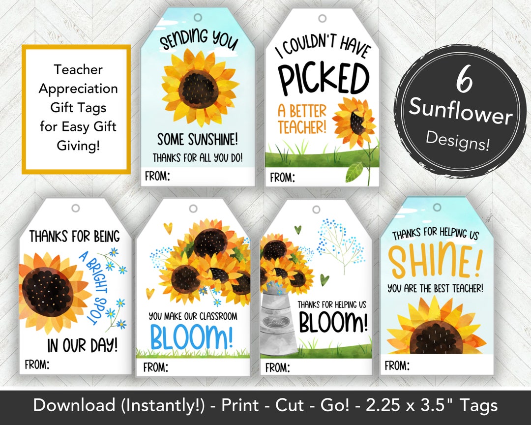 Teacher Flowers Gift Tag Teacher Appreciation Gift Tag Bulk - Etsy