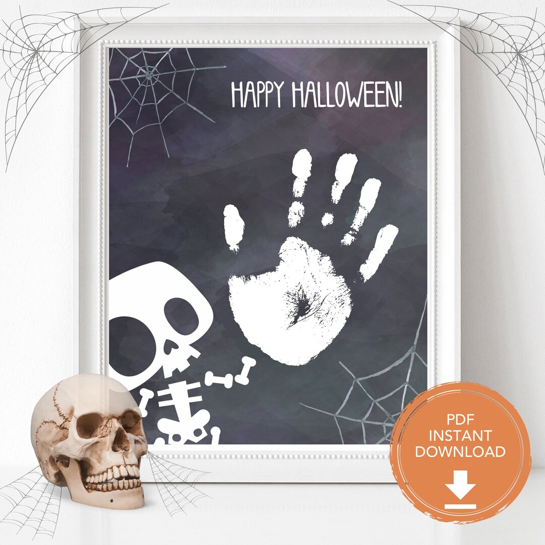 Skeleton Halloween Handprint Craft, Craft for Kids Art, Halloween ...