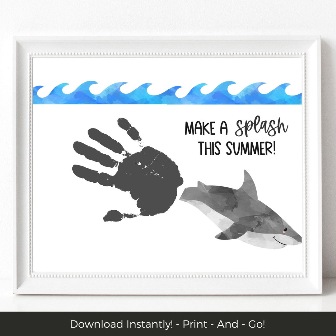 Handprint Shark Craft, Printable Summer Handprint Art, End of School ...