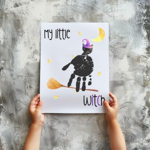Witch Halloween Handprint Craft, DIY Craft for Kids Art, Halloween ...