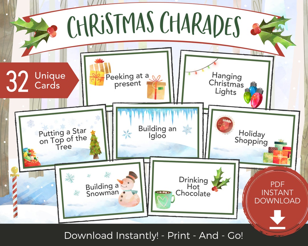 Christmas Charades Christmas Games for Families Kids & - Etsy