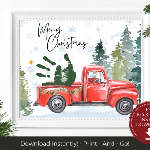Truck Handprint Christmas Craft DIY Baby's First - Etsy