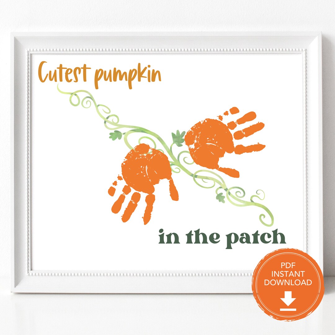 Fall Handprint Art, Thanksgiving Printable Handprint Art Pumpkin Craft ...