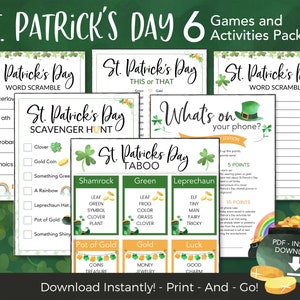 St Patrick's Day Game Bundle Printable Game for Kids - Etsy