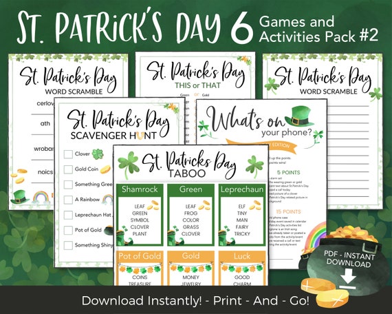 St Patrick's Day Game Bundle Printable Game for Kids | Etsy