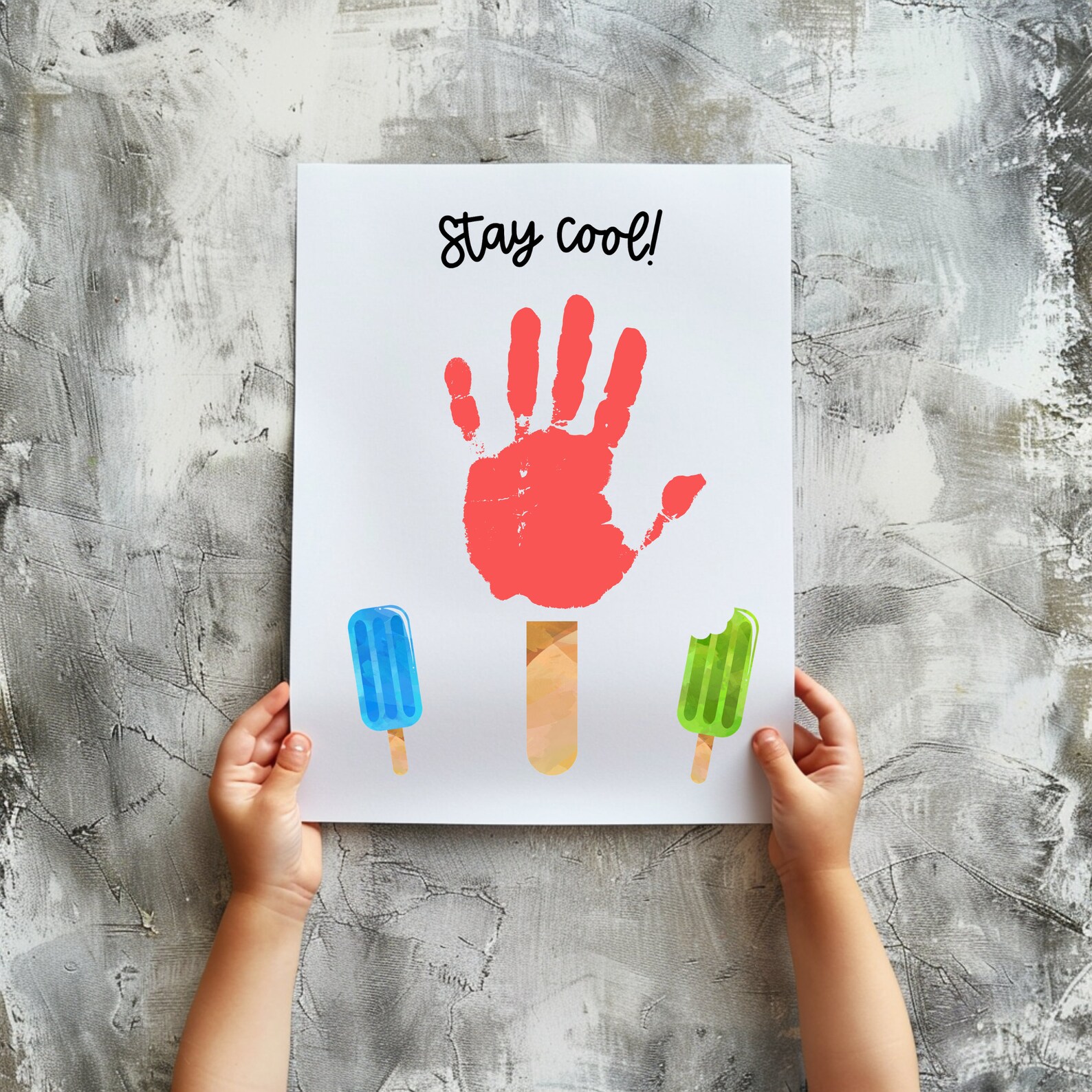 Popsicle Art, Summer Handprint Art, Printable Handprint Craft Ice Cream ...