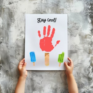 Popsicle Art, Summer Handprint Art, Printable Handprint Craft Ice Cream ...