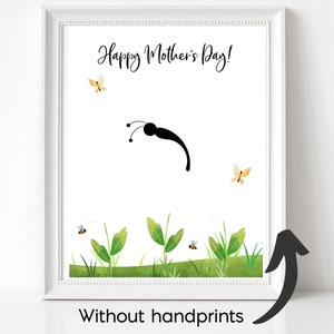 Mothers Day Handprint Printable Kids Art, Butterfly Handprint Crafts ...