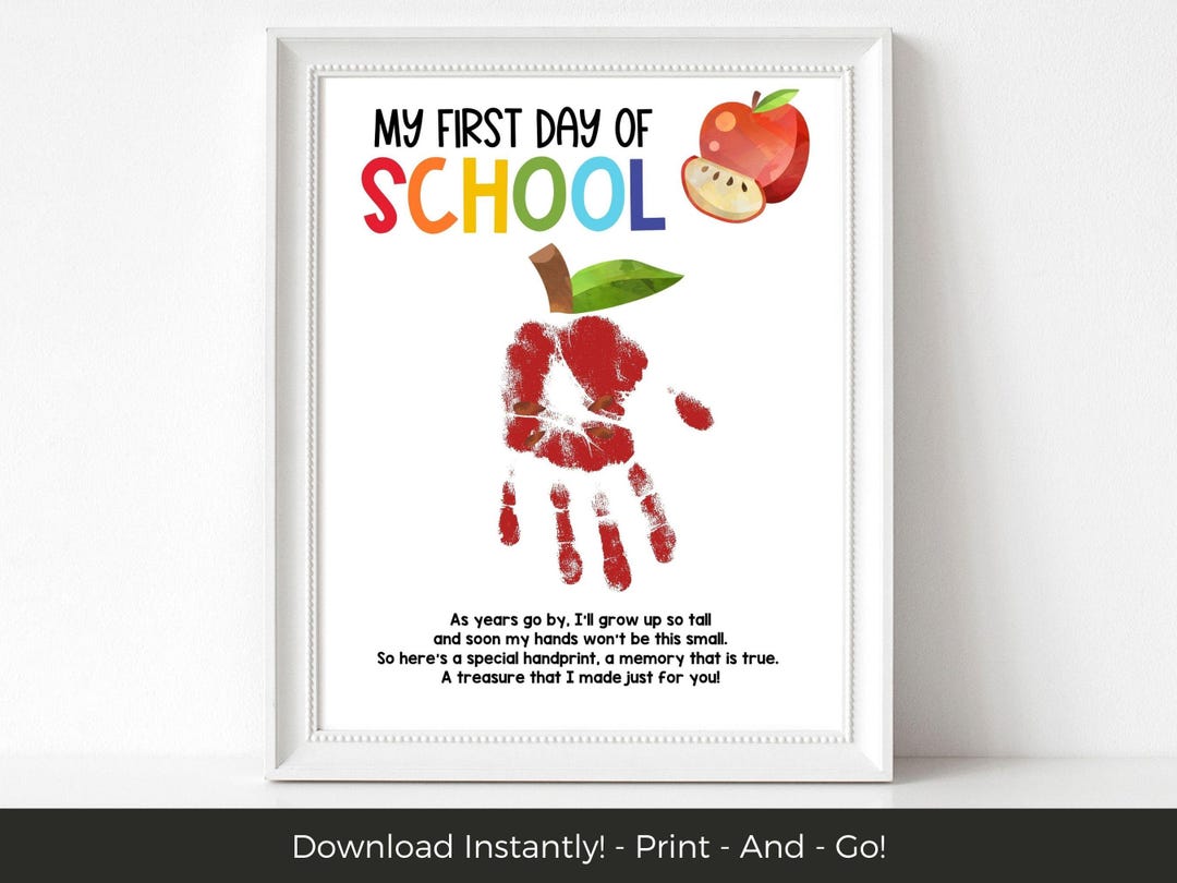 Apple Handprint Craft Back to School Poem, First Day of School Activity ...