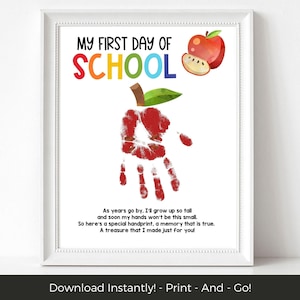 Apple Handprint Craft Back to School Poem, First Day of School Activity ...