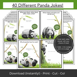 Panda Printable Valentine Cards for Kids, Kids Valentines Cards Instant ...