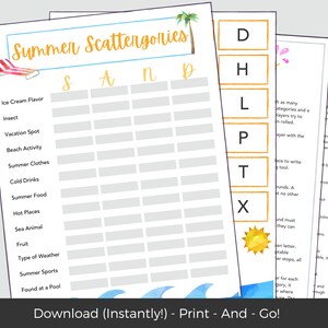 Summer Scattergories, Printable Games for Kids, Fun Family Games ...