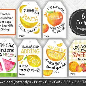 Fruit Teacher Appreciation Gift Tag Bulk Teacher Gift Easy - Etsy